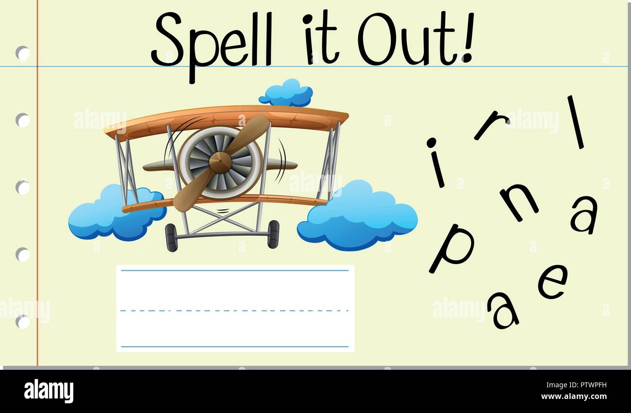 Spell English word airplane illustration Stock Vector Image & Art - Alamy