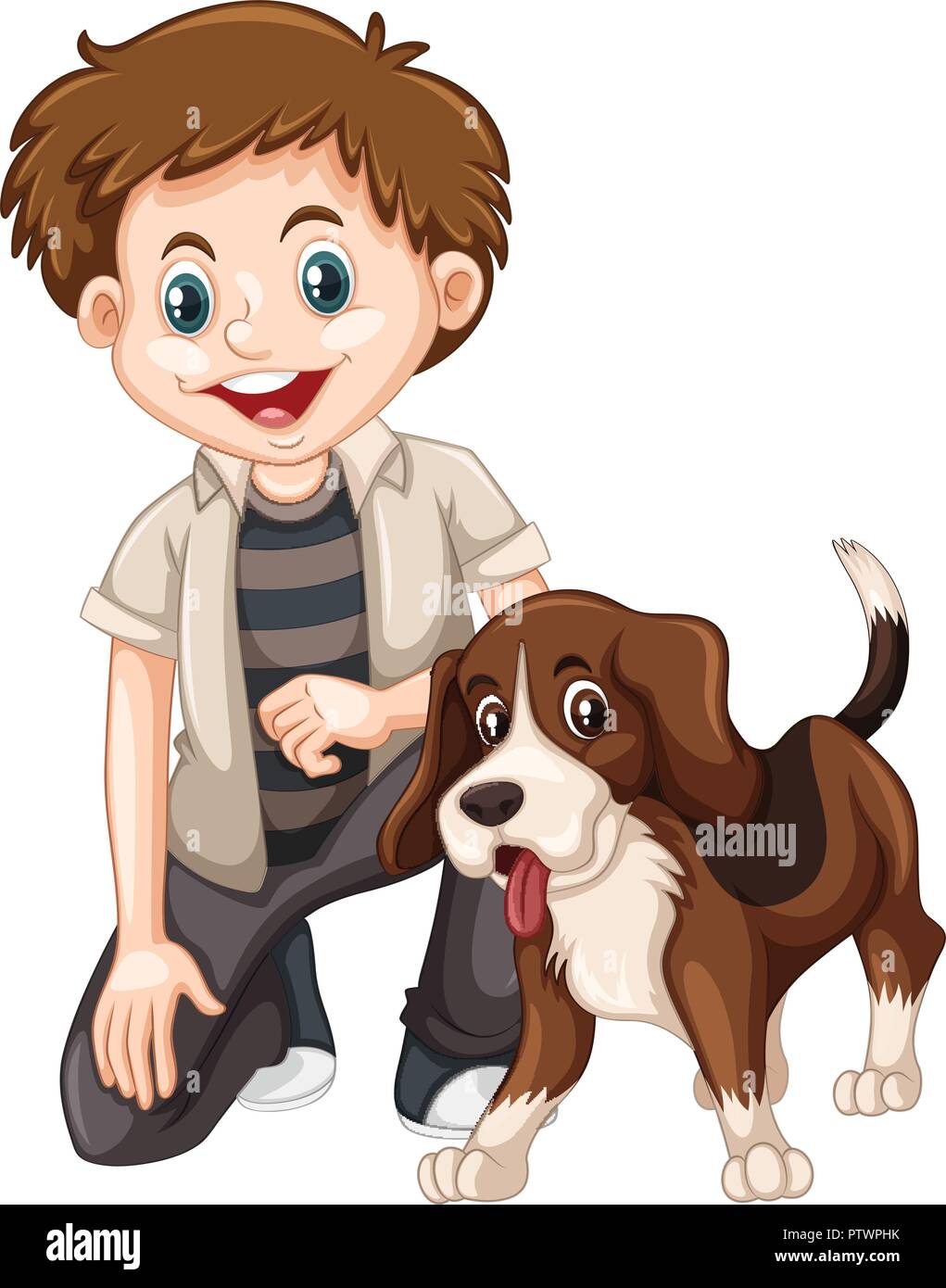 A boy and dog illustration Stock Vector Image & Art - Alamy