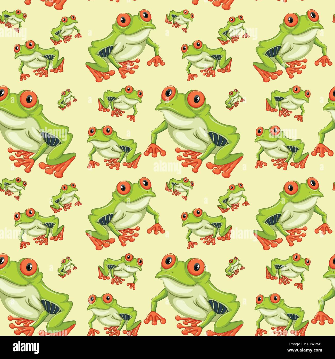 Red eyed tree frog seamless pattern illustration Stock Vector Image ...