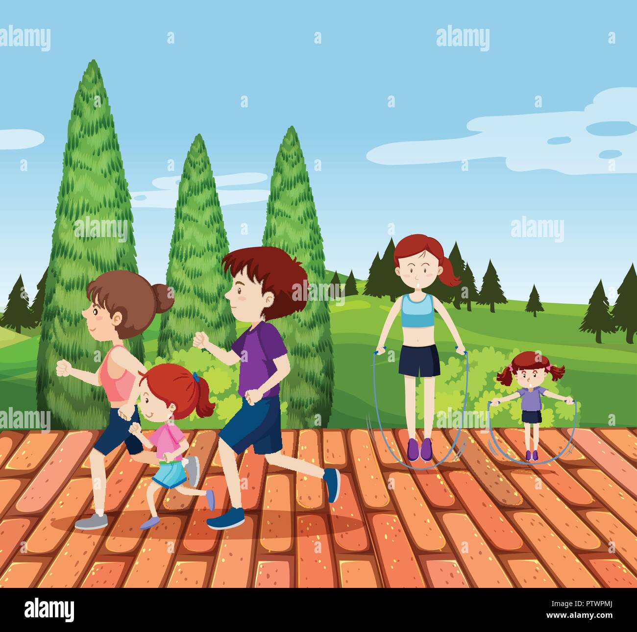 People workout at the park illustration Stock Vector Image & Art - Alamy