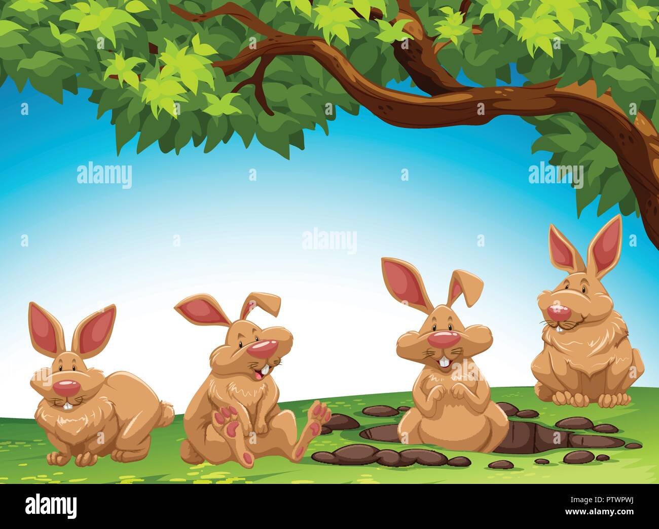 Group of rabbit digging ground illustration Stock Vector Image & Art ...