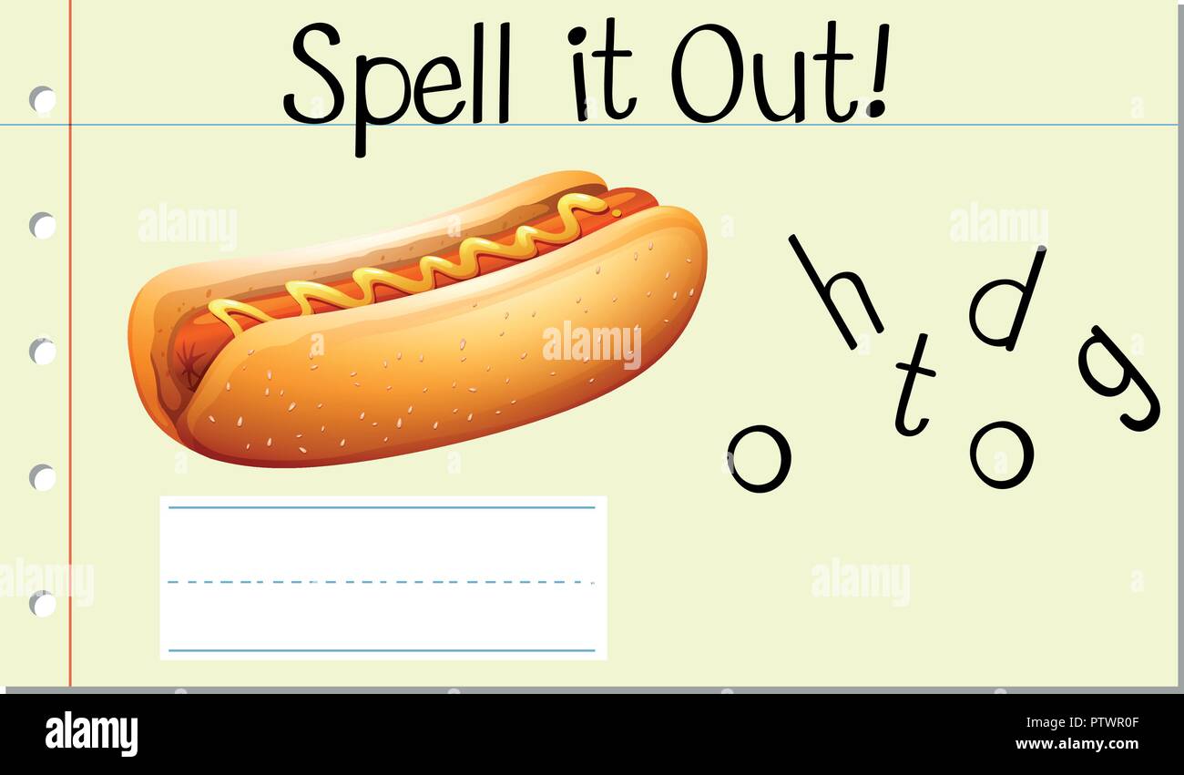 Spell English word hotdog illustration Stock Vector Image & Art - Alamy