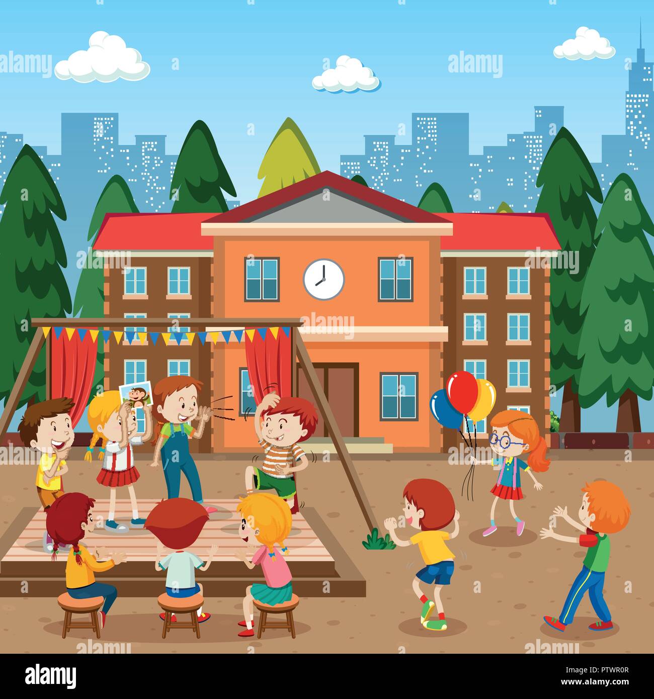 An outdoor stage performance illustration Stock Vector Image & Art - Alamy