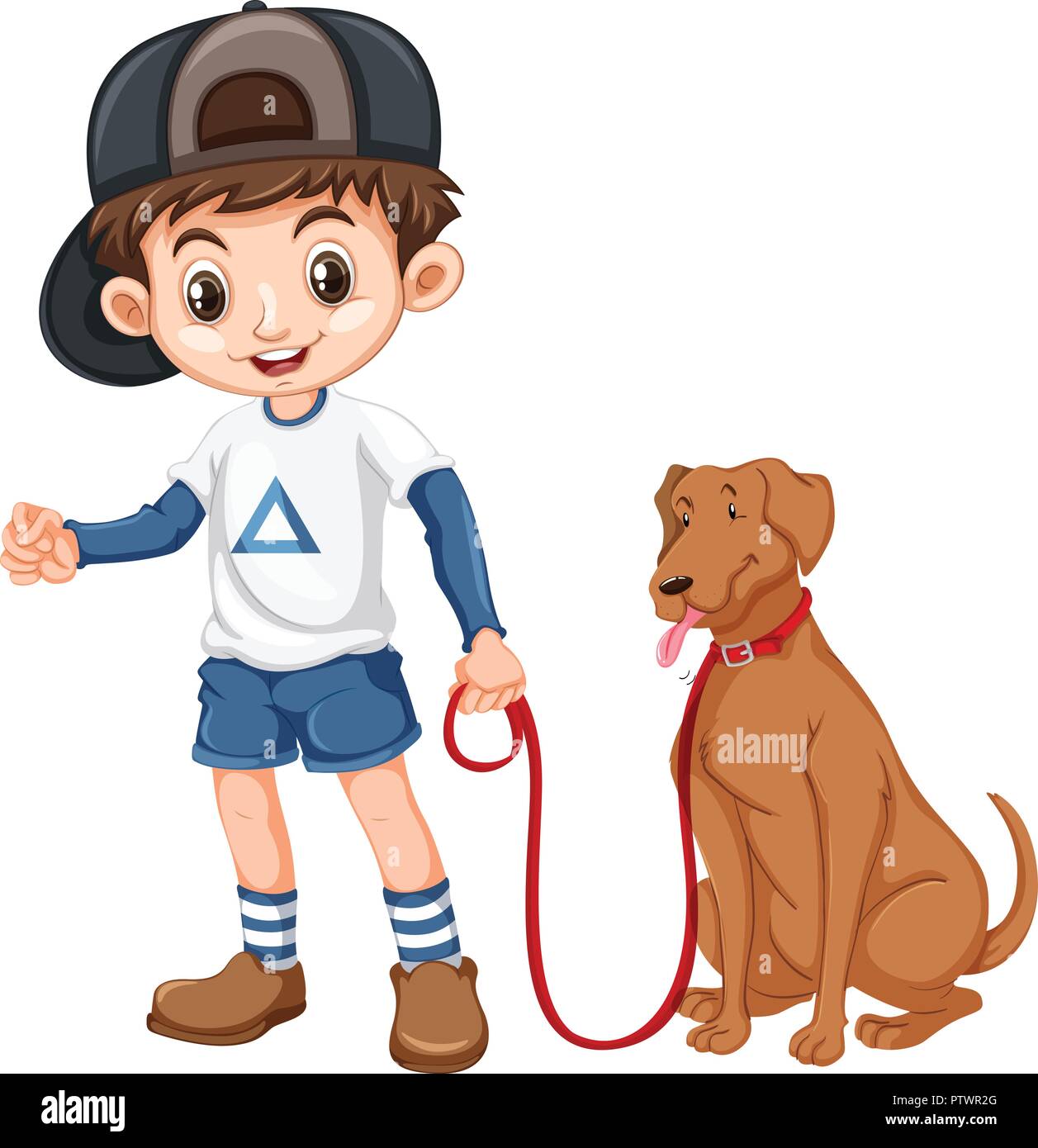 A boy and dog on white background illustration Stock Vector Image & Art ...