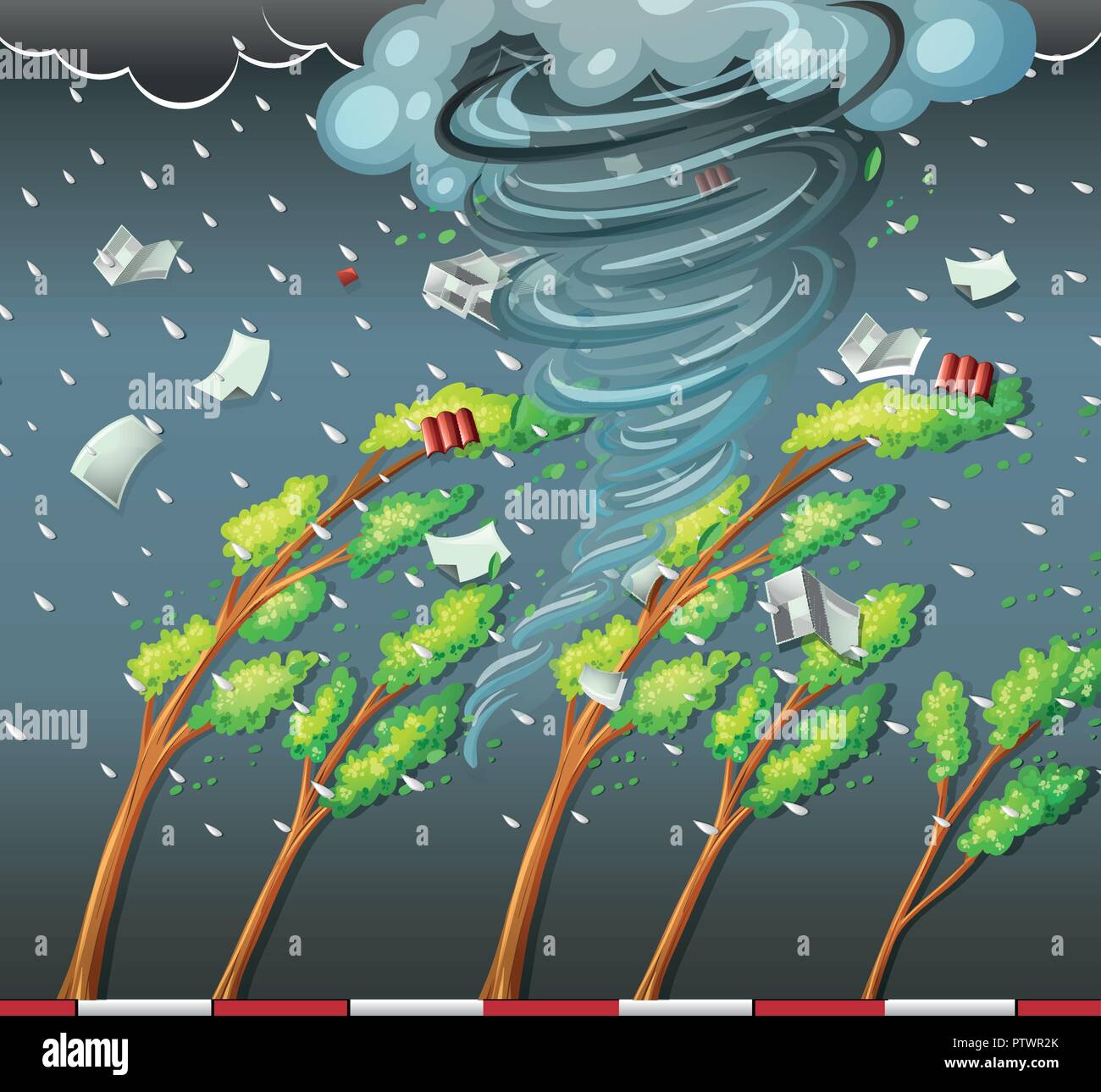 Cyclone hit the tree illustration Stock Vector Image & Art - Alamy