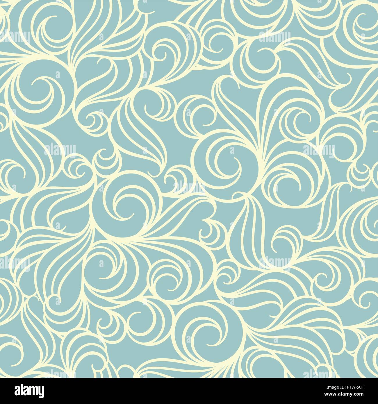 Vector illustration of seamless pattern with abstract flowers and curls ...