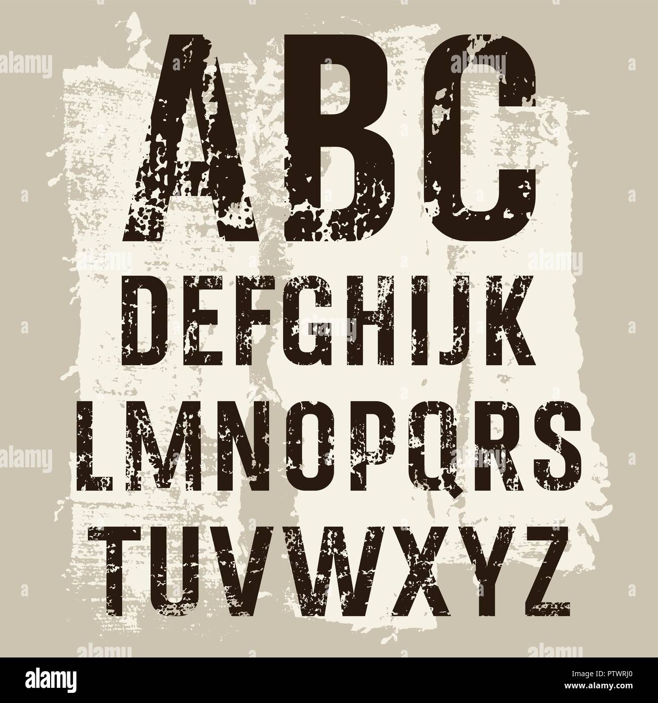 Vector alphabet with grunge effect. Uppercase Stock Vector Image & Art ...