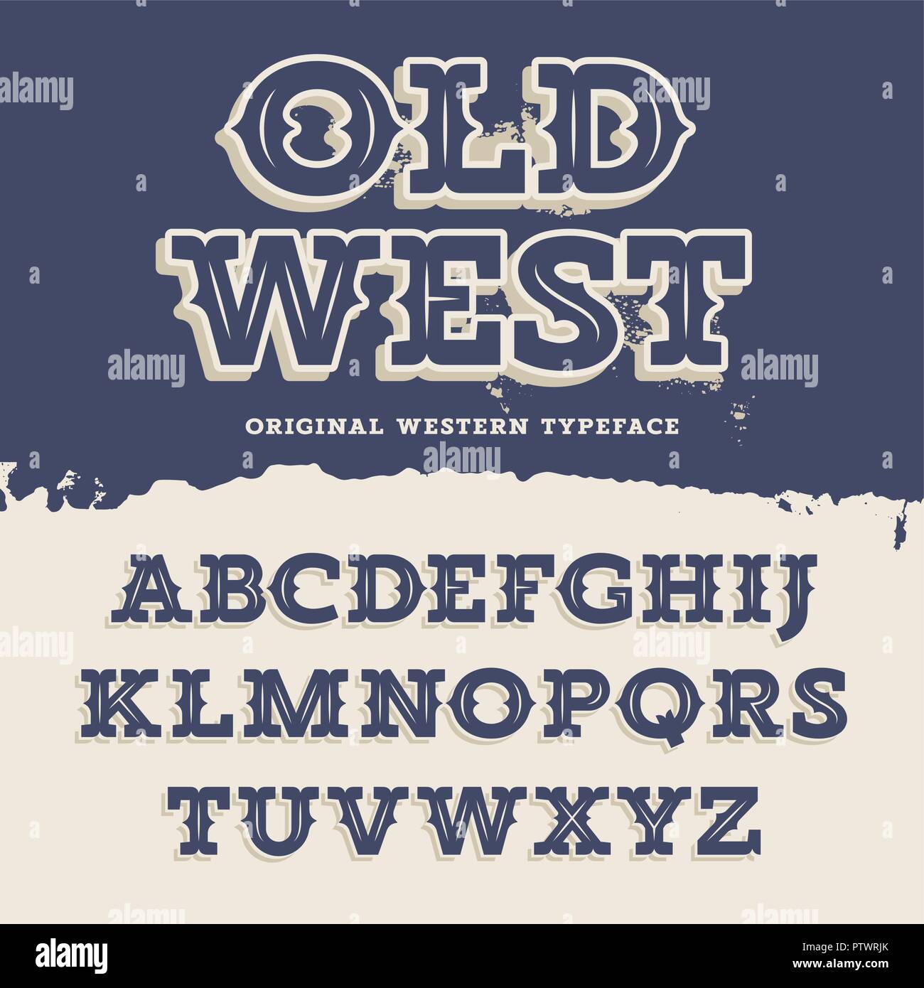 Old West typeface. Retro alphabet in western style. Slab Serif type ...