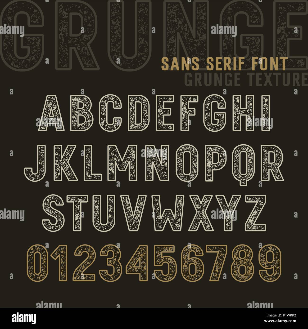 Handwritten grunge sans serif alphabet vector Stock Vector Images - Alamy