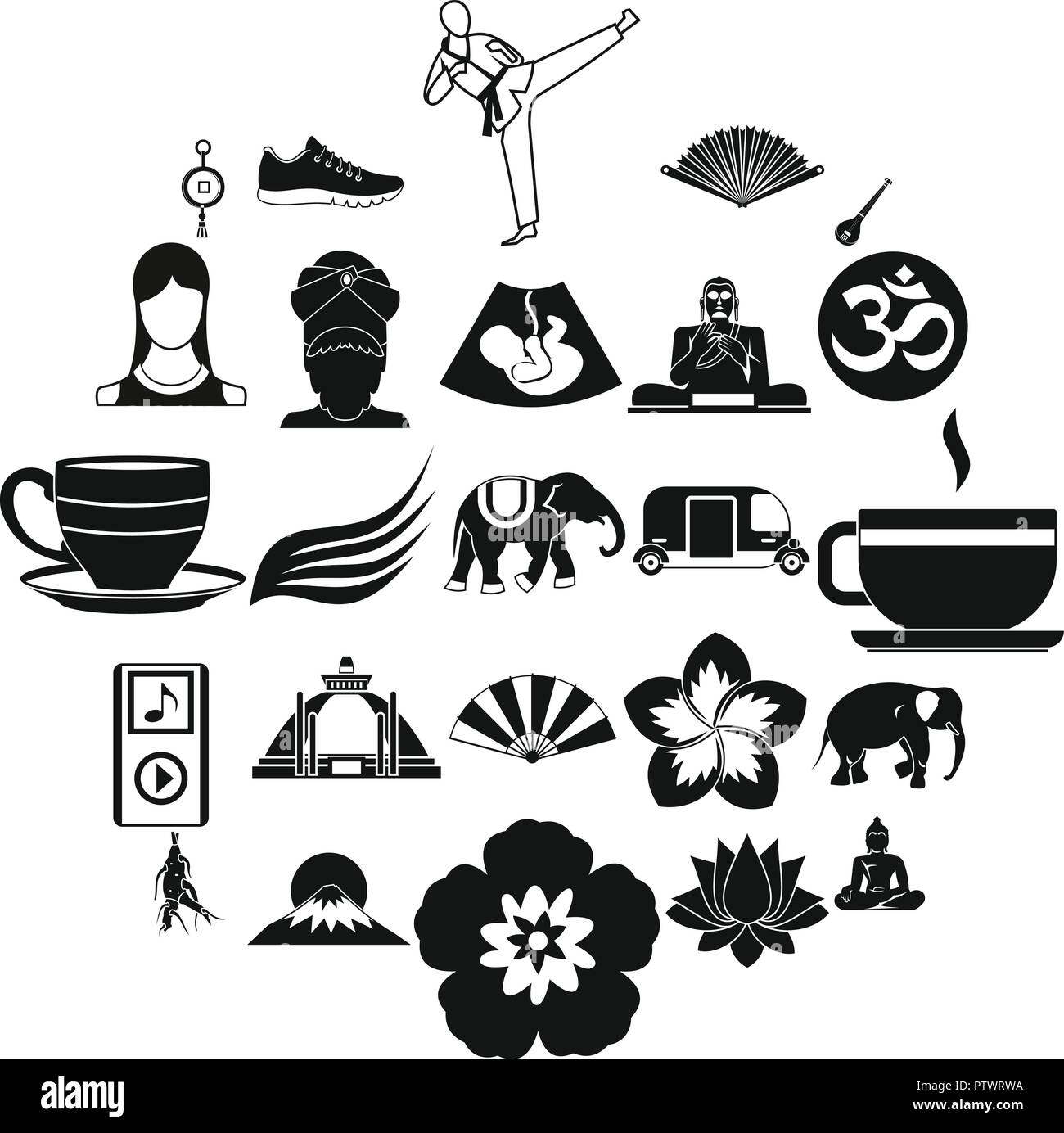 Japanese culture icons set, simple style Stock Vector Image & Art - Alamy