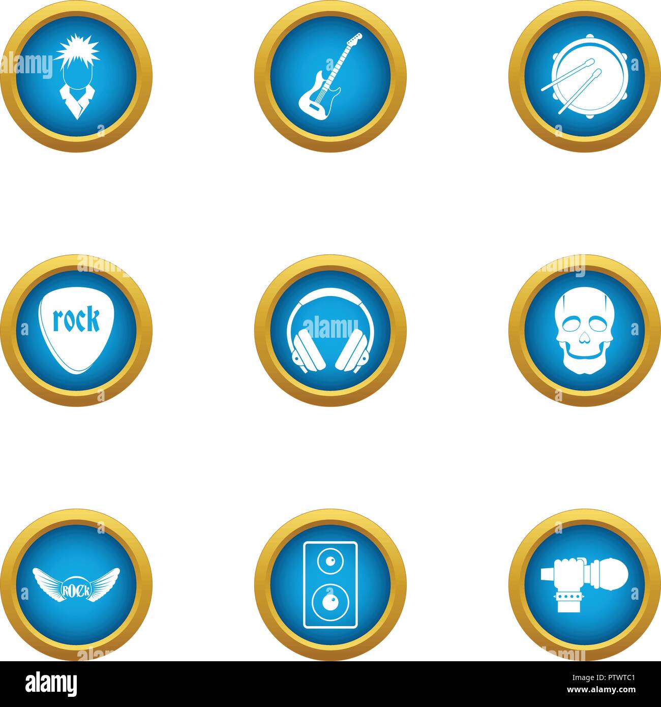 Rock playlist icons set, flat style Stock Vector Image & Art - Alamy