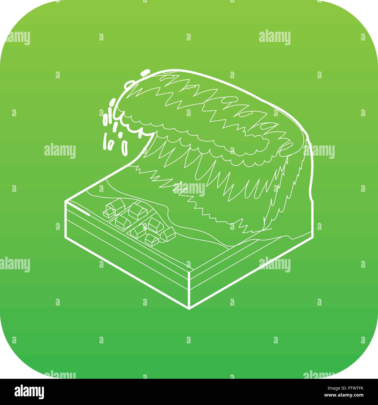 Tsunami wave icon green vector Stock Vector Image & Art - Alamy