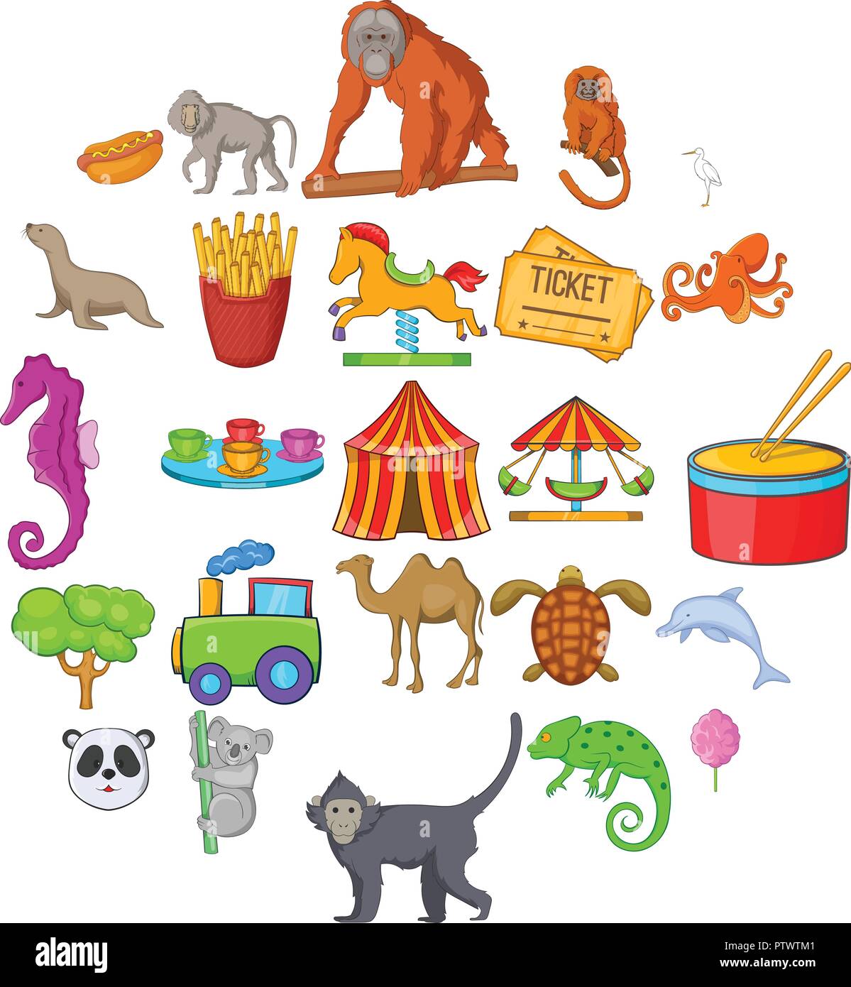 Circus icons set, cartoon style Stock Vector Image & Art - Alamy