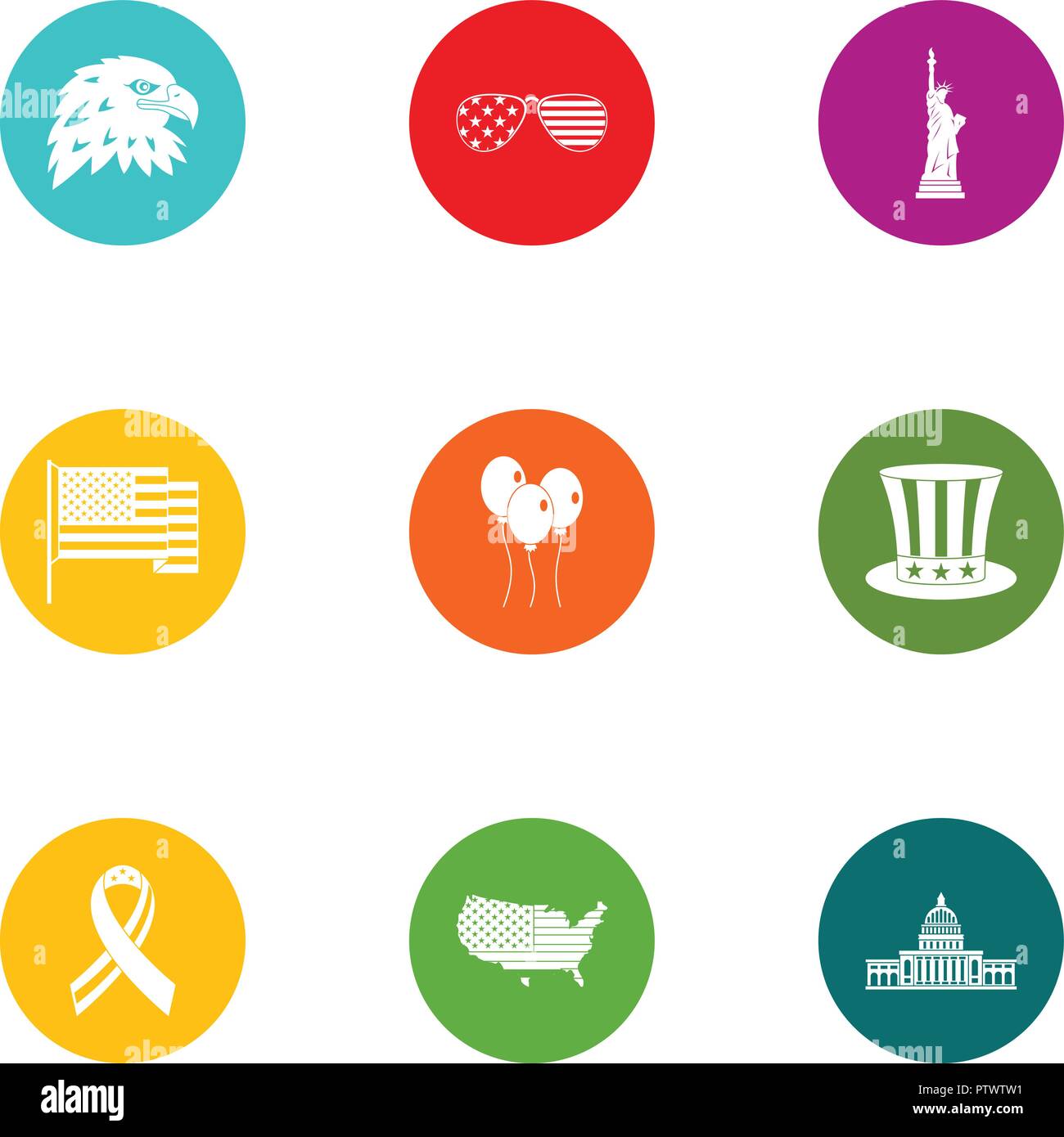 US world icons set, flat style Stock Vector Image & Art - Alamy