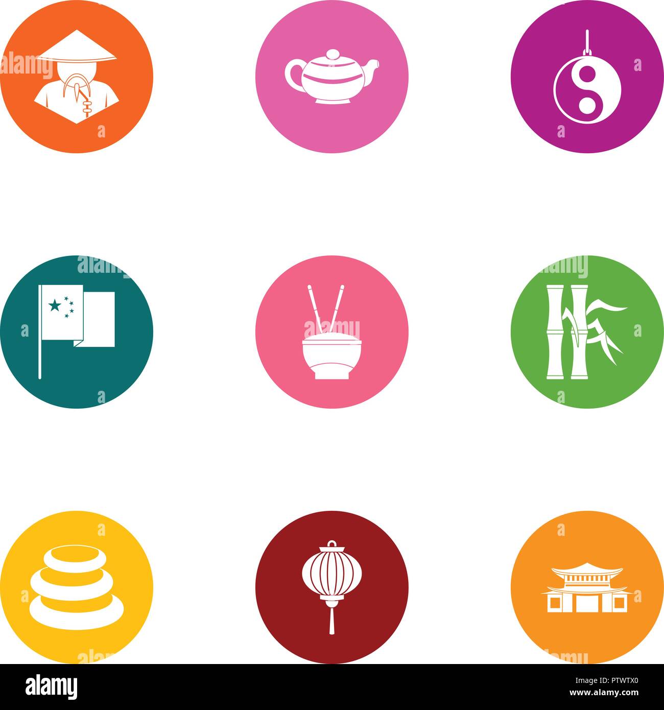 Asia approach icons set, flat style Stock Vector Image & Art - Alamy