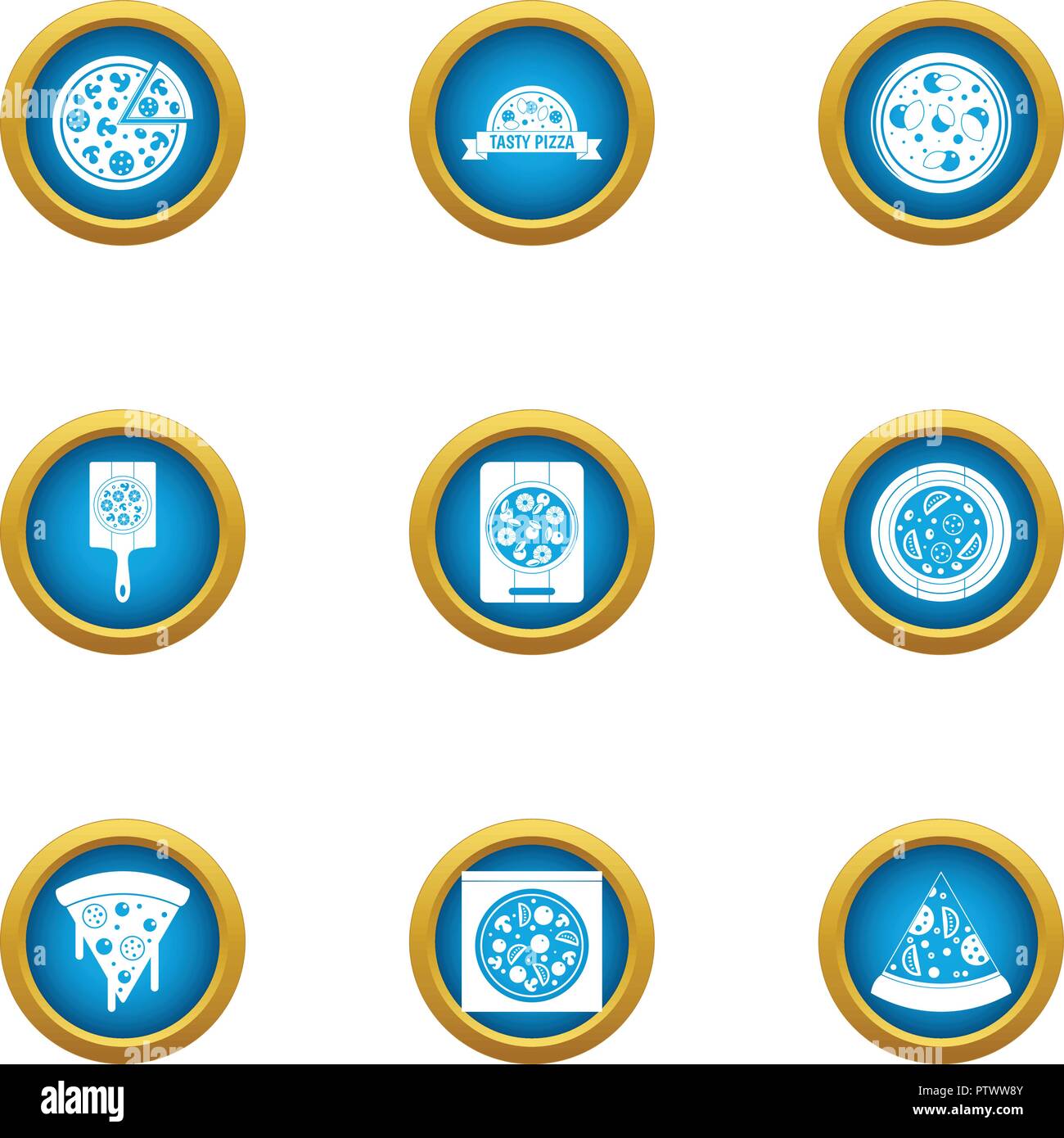 Large pizza icons set, flat style Stock Vector Image & Art - Alamy