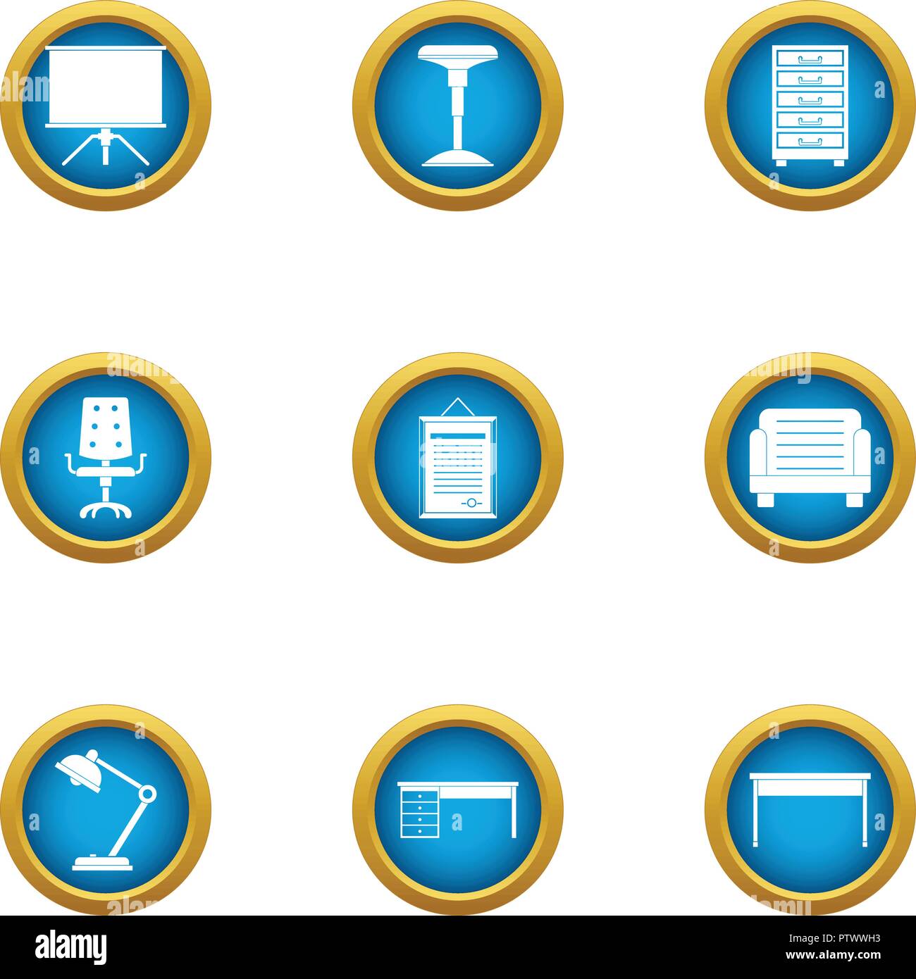 Work desk icons set, flat style Stock Vector Image & Art - Alamy