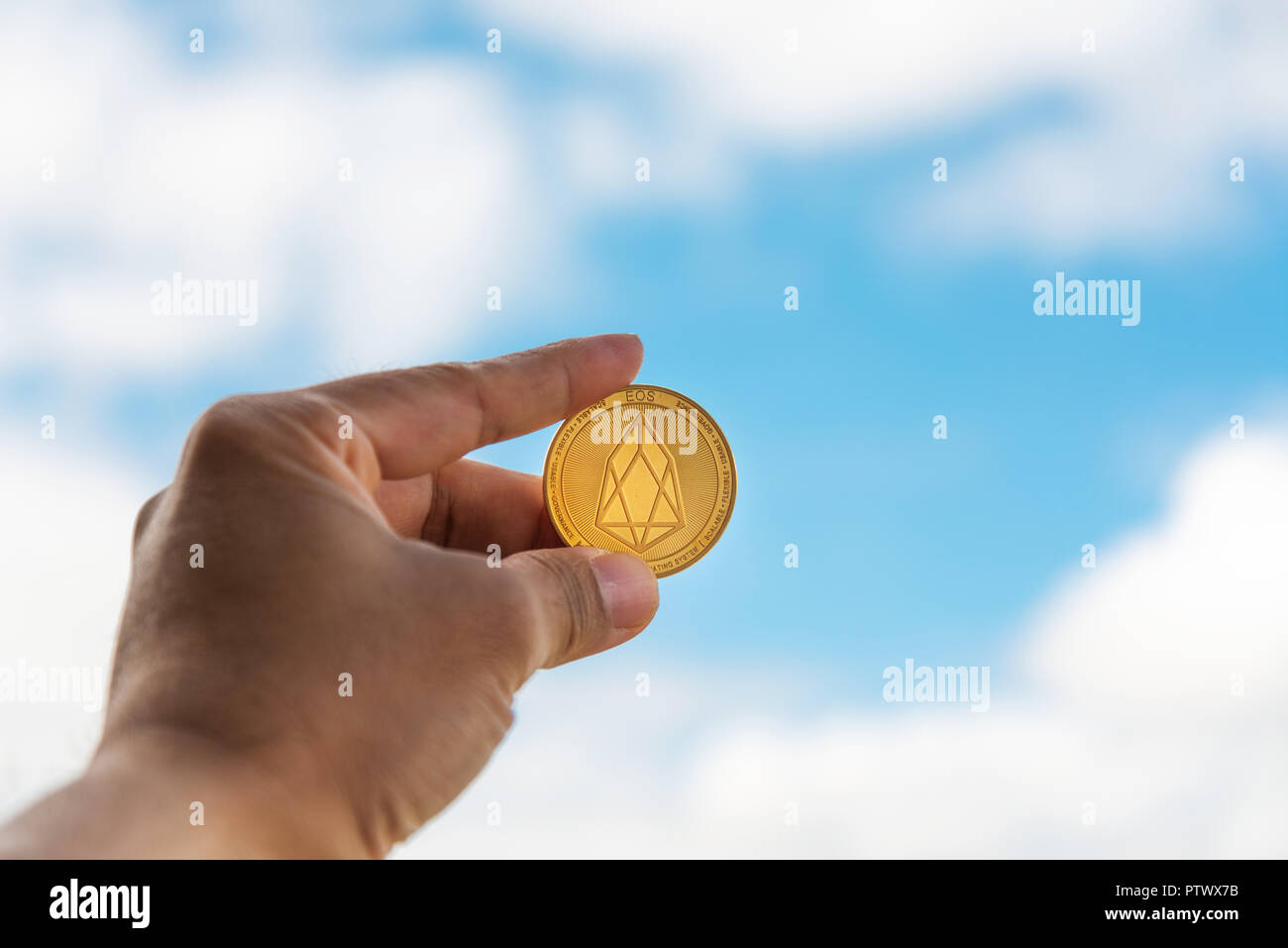 Crypto currency EOS.IO Sky background concept Stock Photo - Alamy
