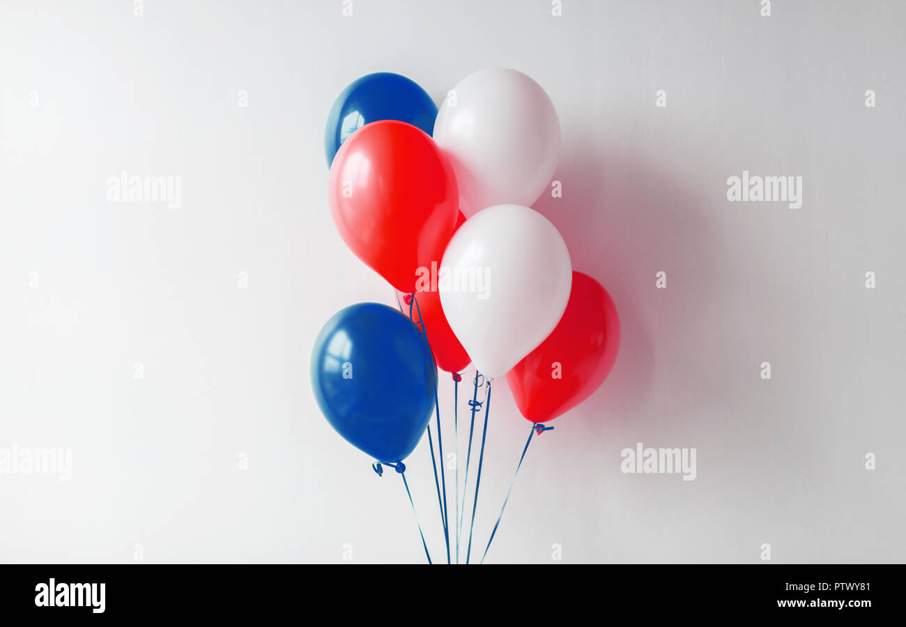 party decoration with red, white and blue balloons Stock Photo - Alamy