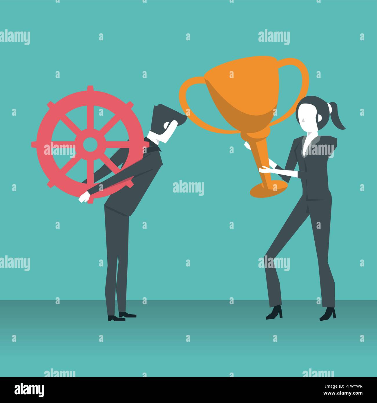 Business partners reaching for success vector illustration graphic ...