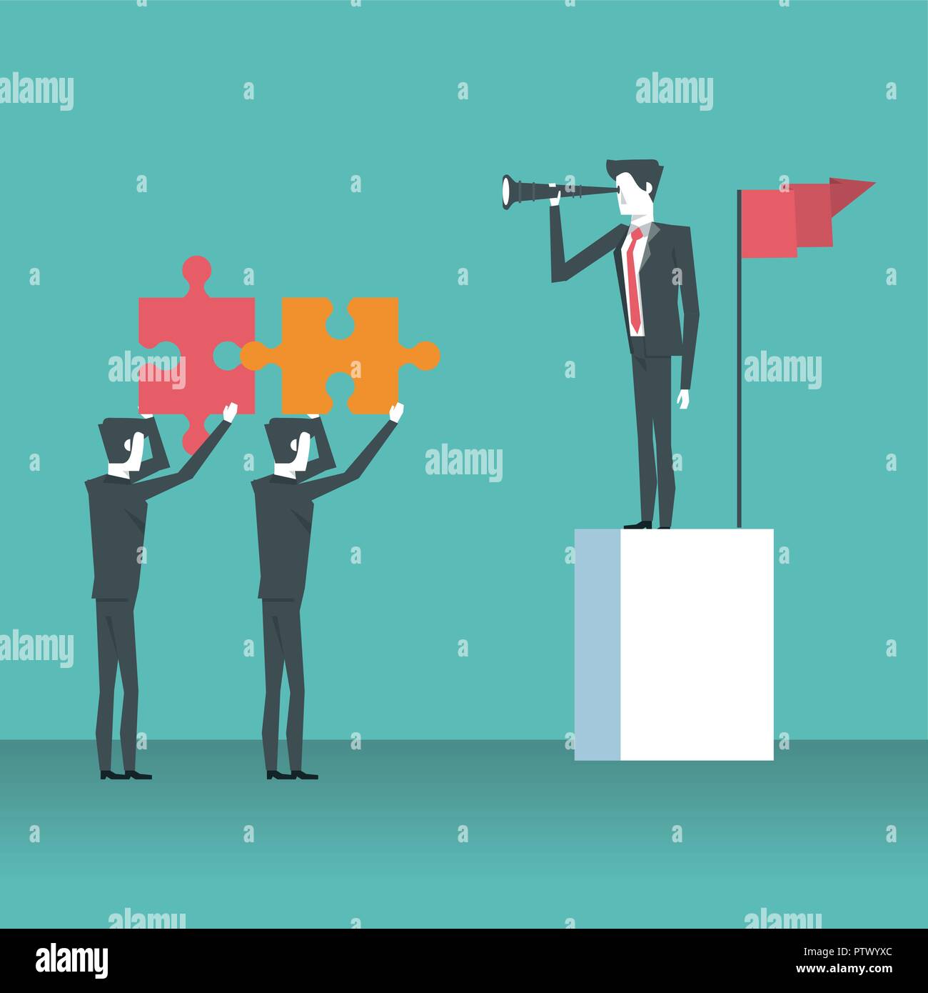 Business partners problem solving and reaching for success vector ...