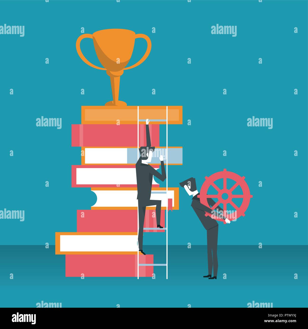 Business partners problem solving and reaching for success vector ...