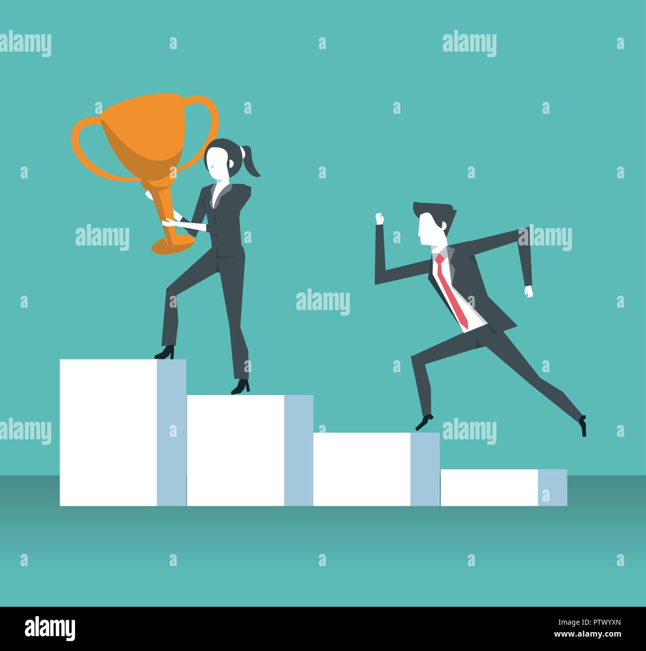 Business partners problem solving and reaching for success vector ...