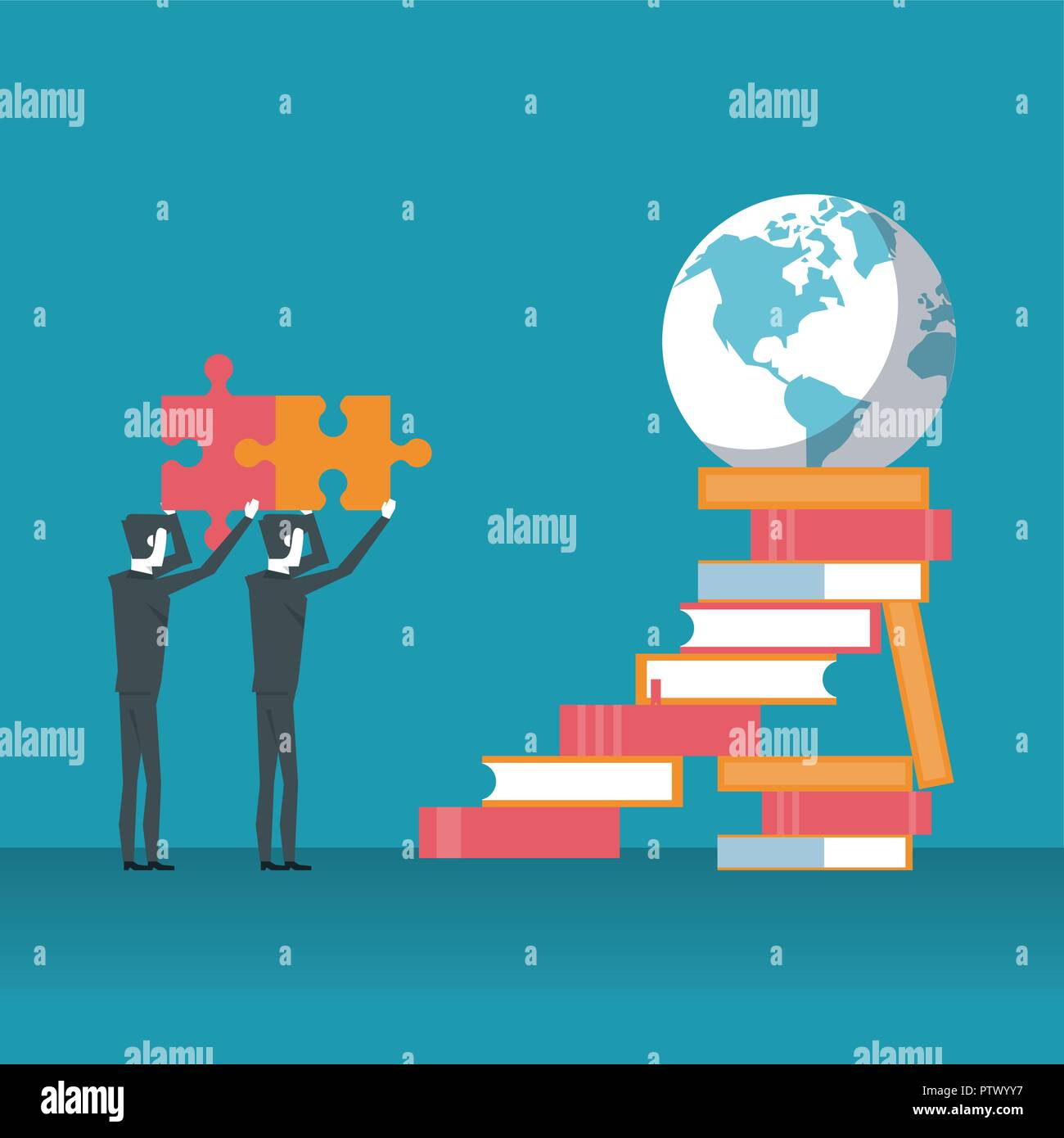 Business partners problem solving and reaching for success vector ...