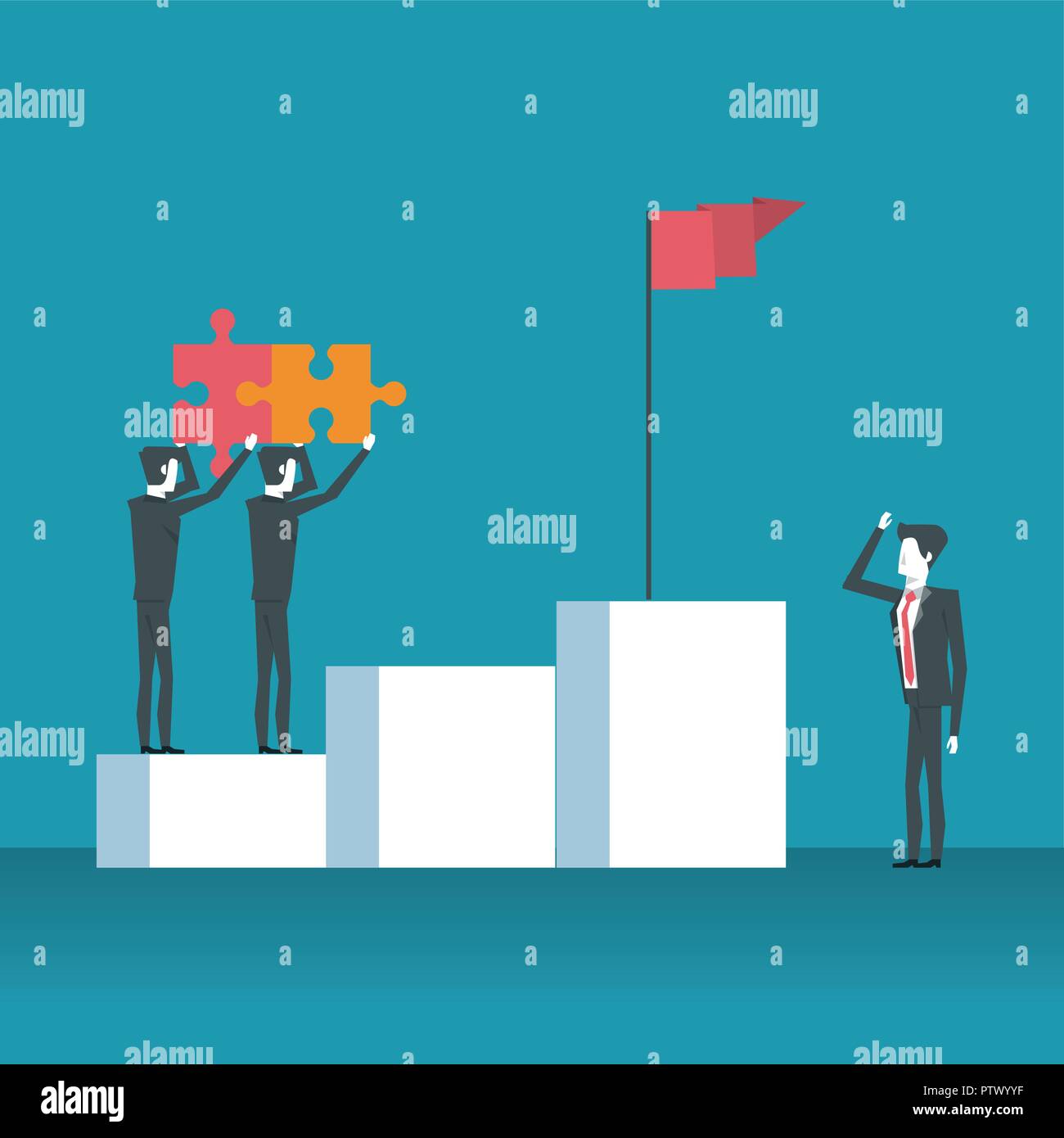 Business partners problem solving and reaching for success vector ...