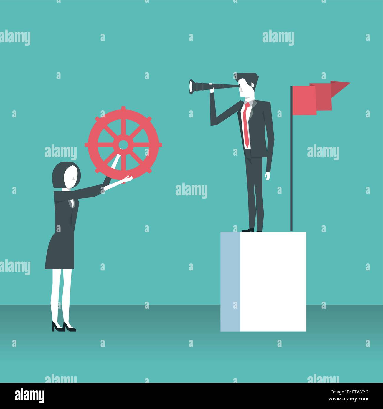 Business partners problem solving and reaching for success vector ...