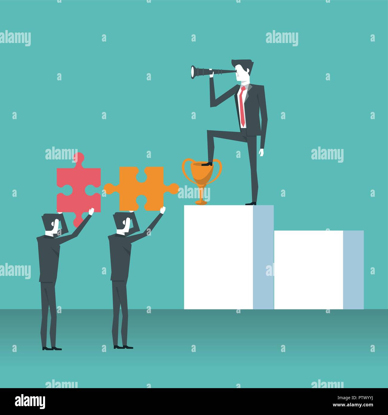 Business partners problem solving and reaching for success vector ...