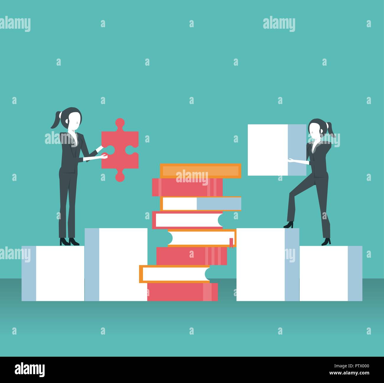 Business partners problem solving and reaching for success vector ...