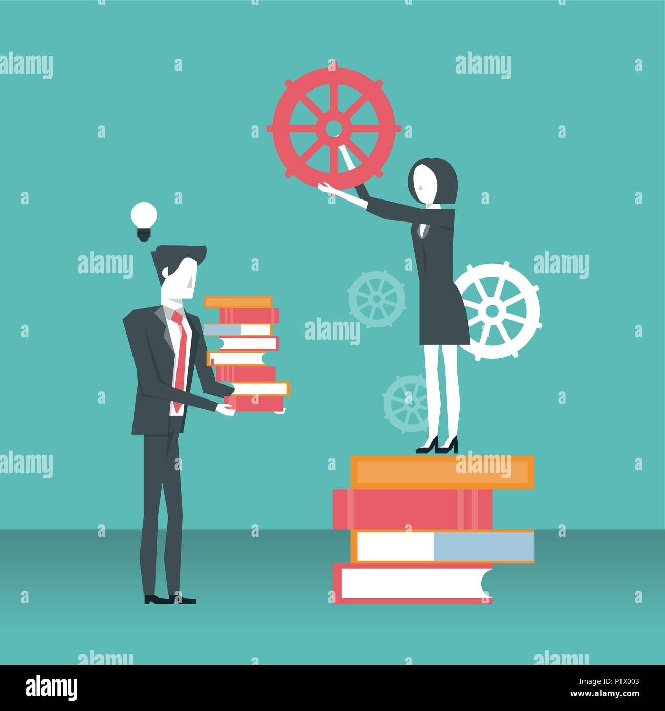 Business partners problem solving and reaching for success vector ...