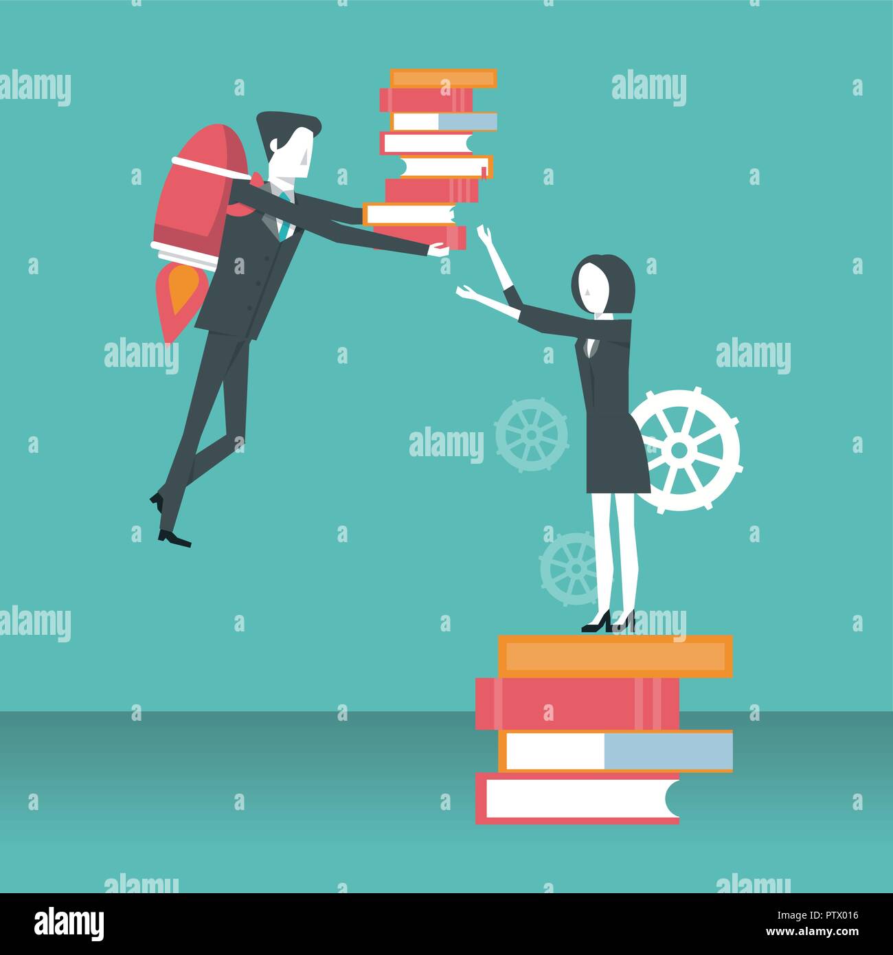 Business partners reaching for success vector illustration graphic ...