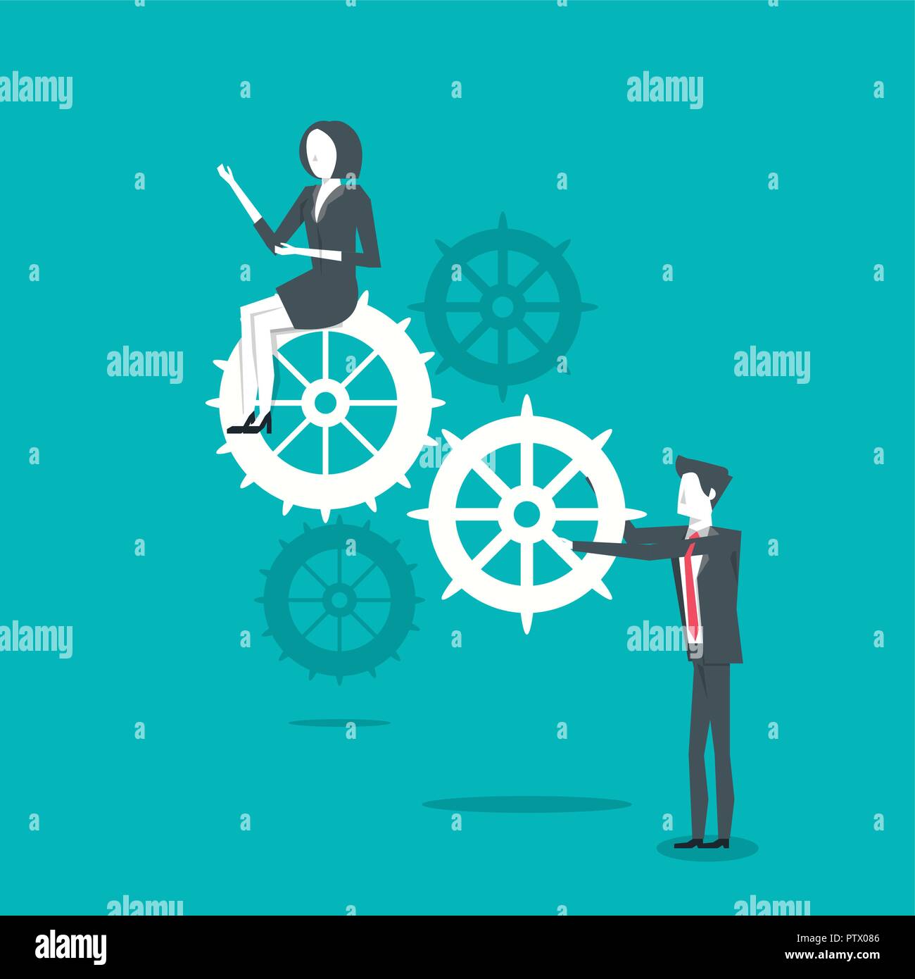 hardworking business partners doing teamwork vector illustration ...