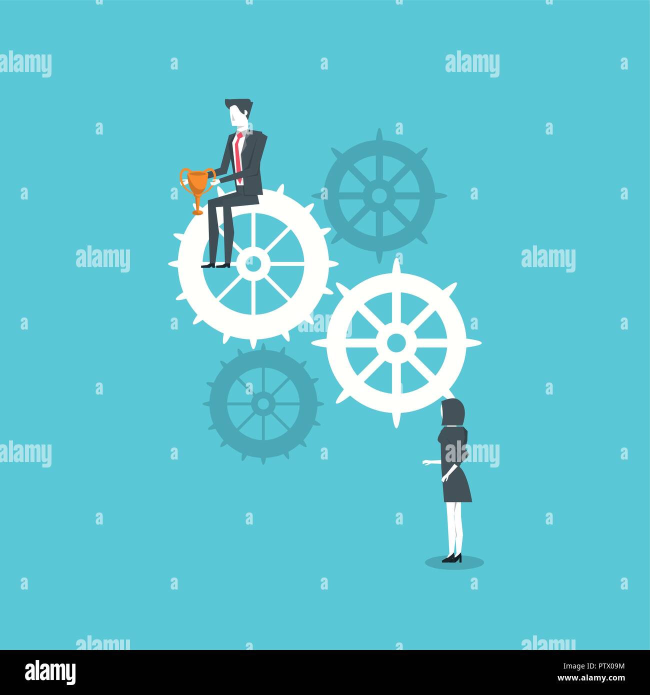 hardworking business partners doing teamwork vector illustration ...