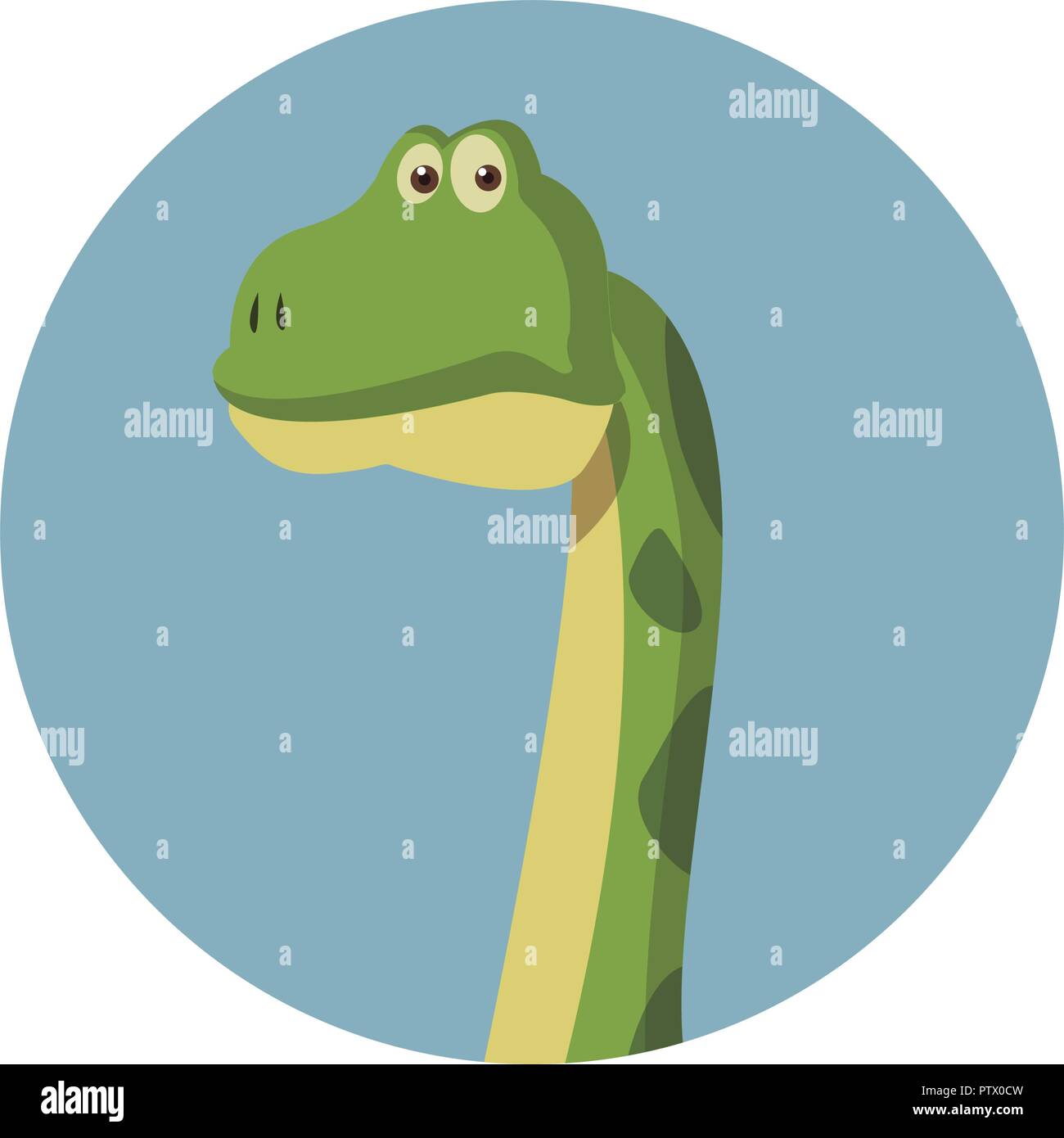 Brontosaurus dinosaur cartoon head round icon vector illustration ...