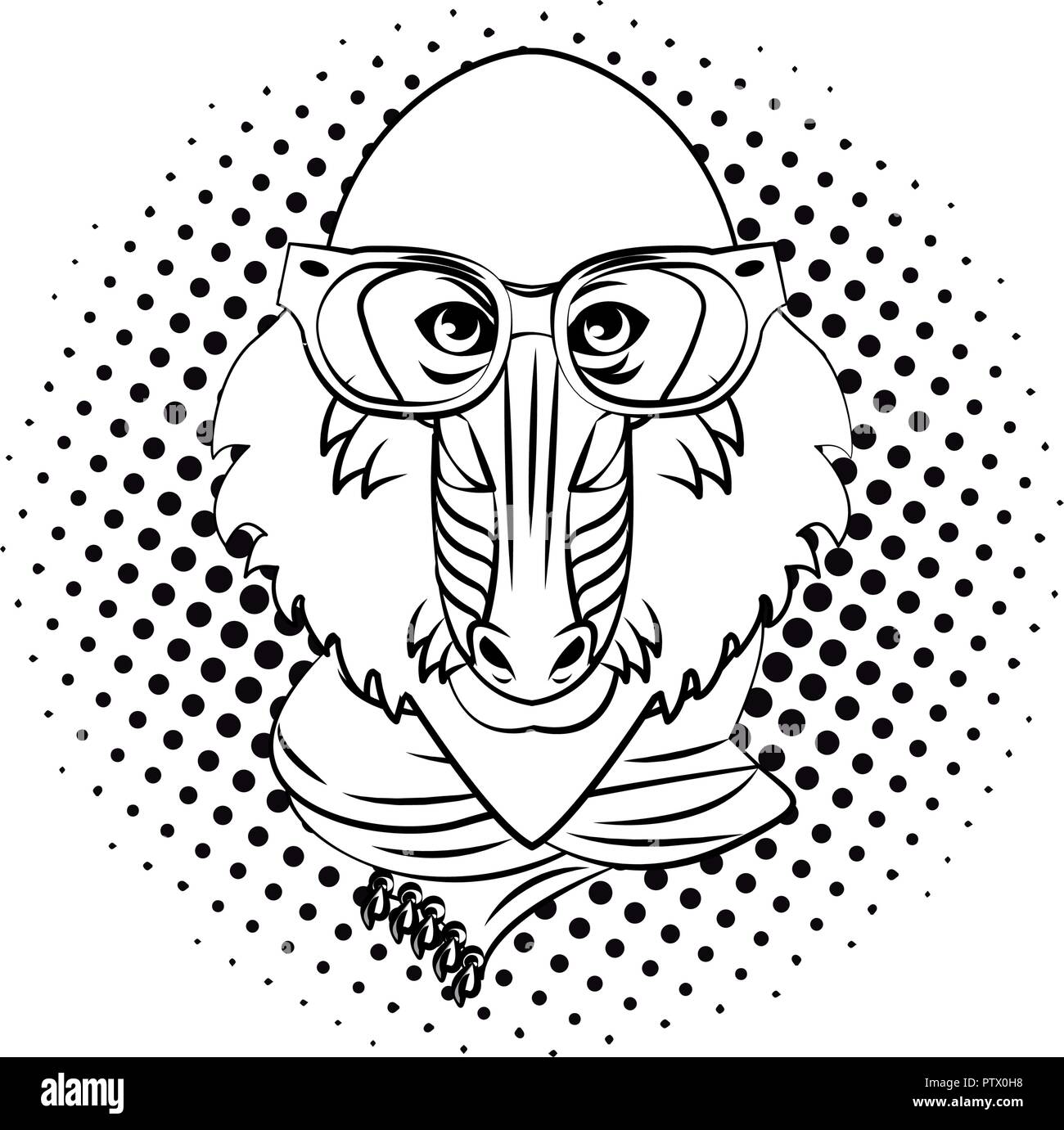 Hipster mandrill cool sketch Stock Vector Image & Art - Alamy