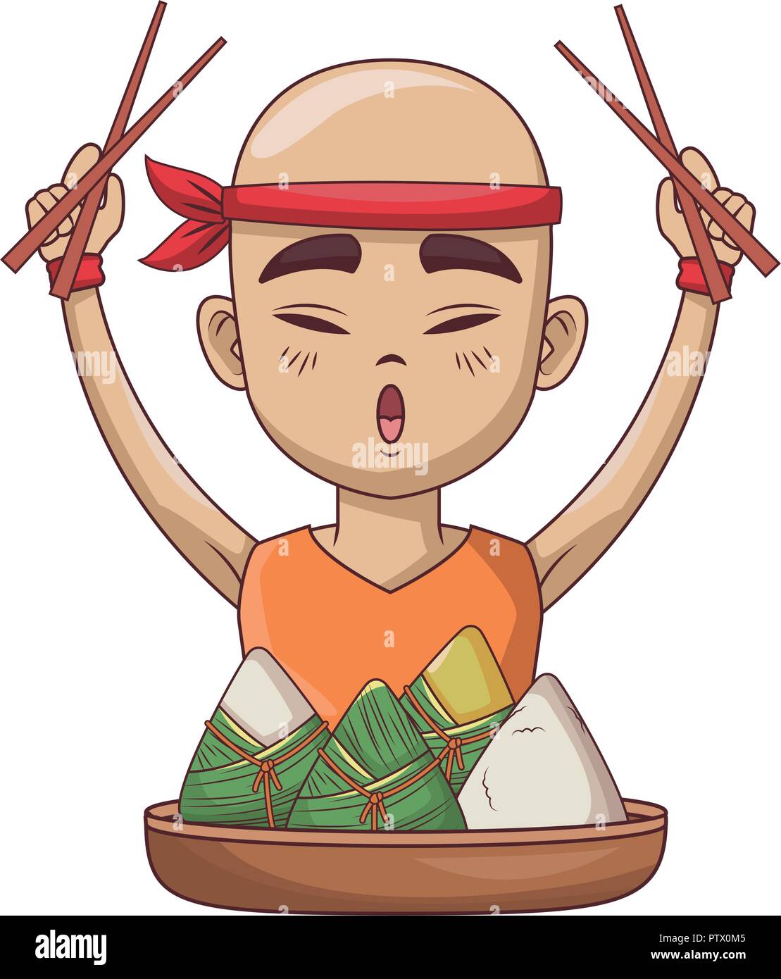 Asian man with rice dumplings Stock Vector Image & Art - Alamy