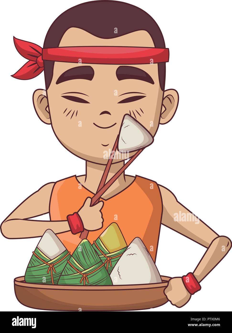Asian man with rice dumplings Stock Vector Image & Art - Alamy