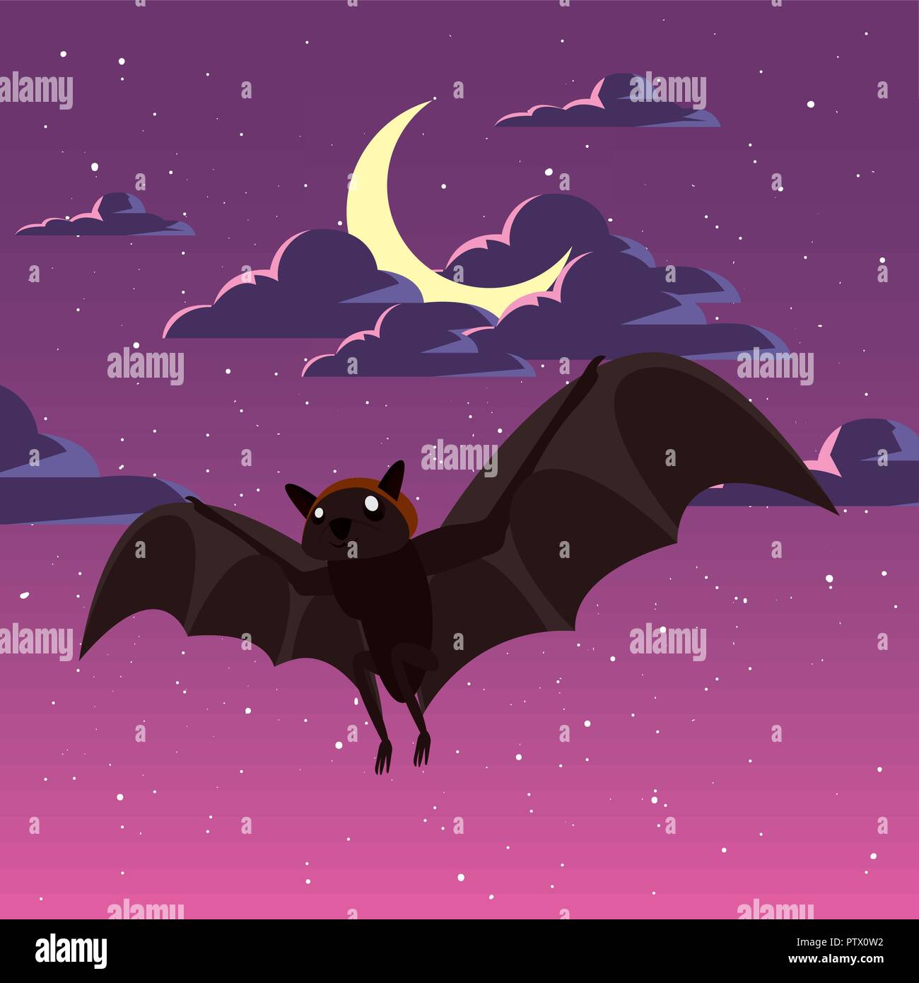 Bats Flying At Night Clipart