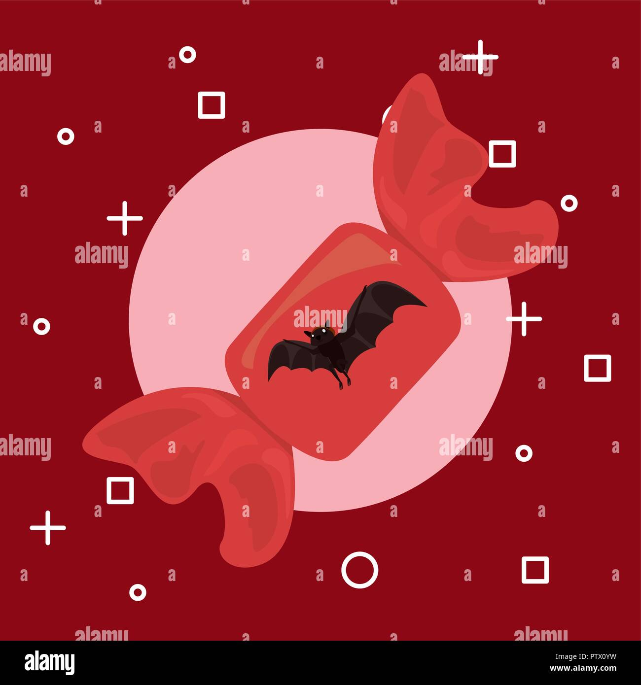 sweet happy halloween red wrapped candy bat vector illustration Stock ...