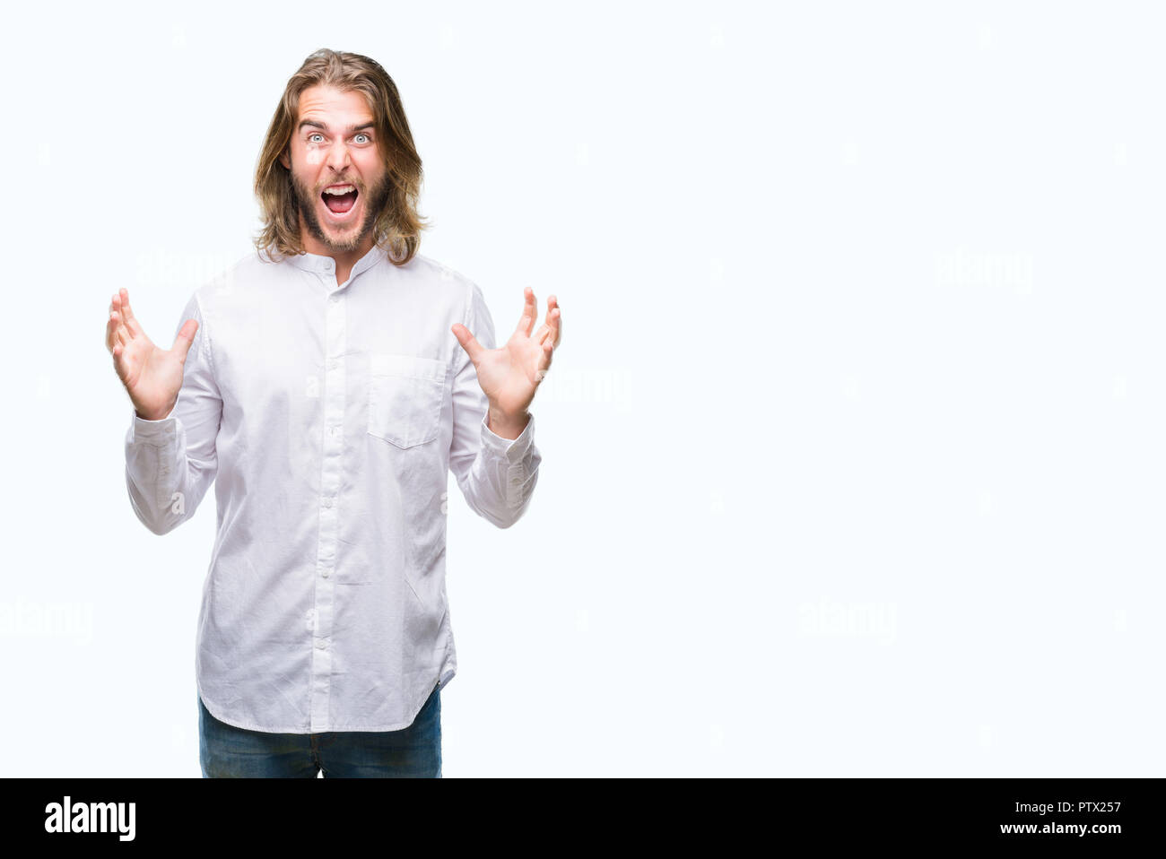 Hispanic man open arms smiling Cut Out Stock Images & Pictures - Alamy