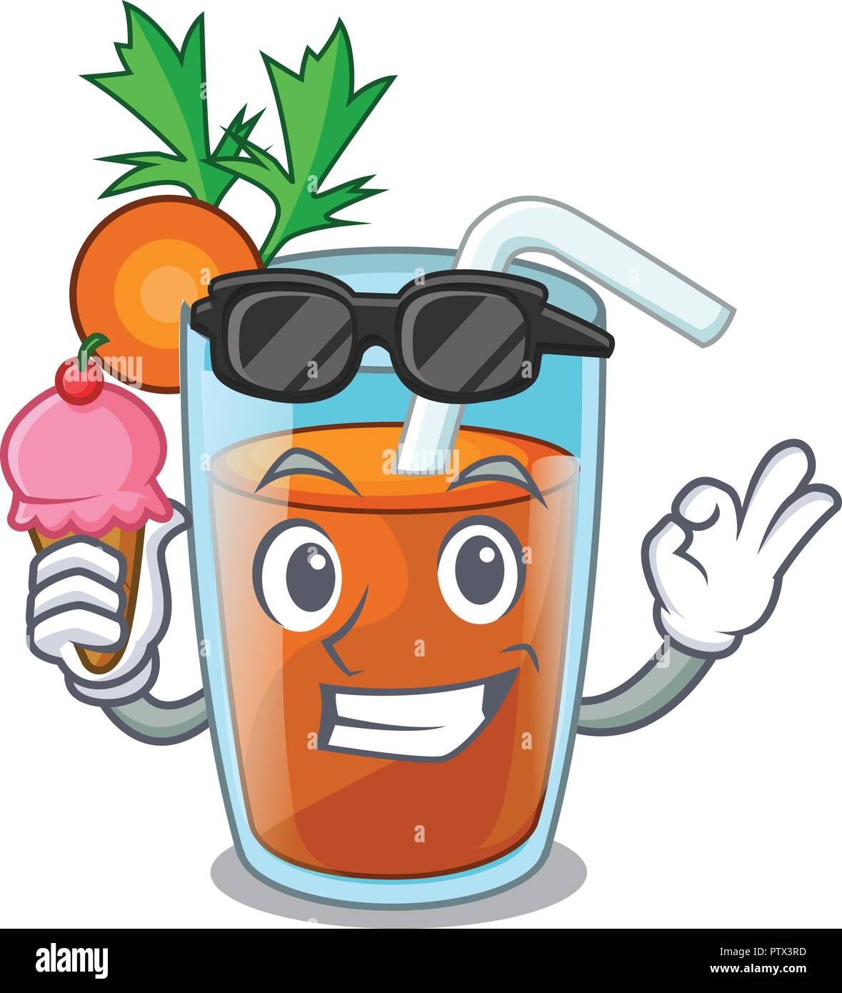With ice cream homemade carrot smoothie in cartoon glass Stock Vector ...