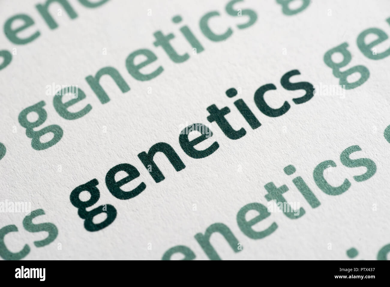 word genetics printed on white paper macro Stock Photo - Alamy