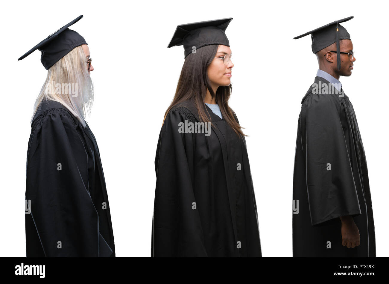 Collage of group of young student people wearing univerty graduated ...