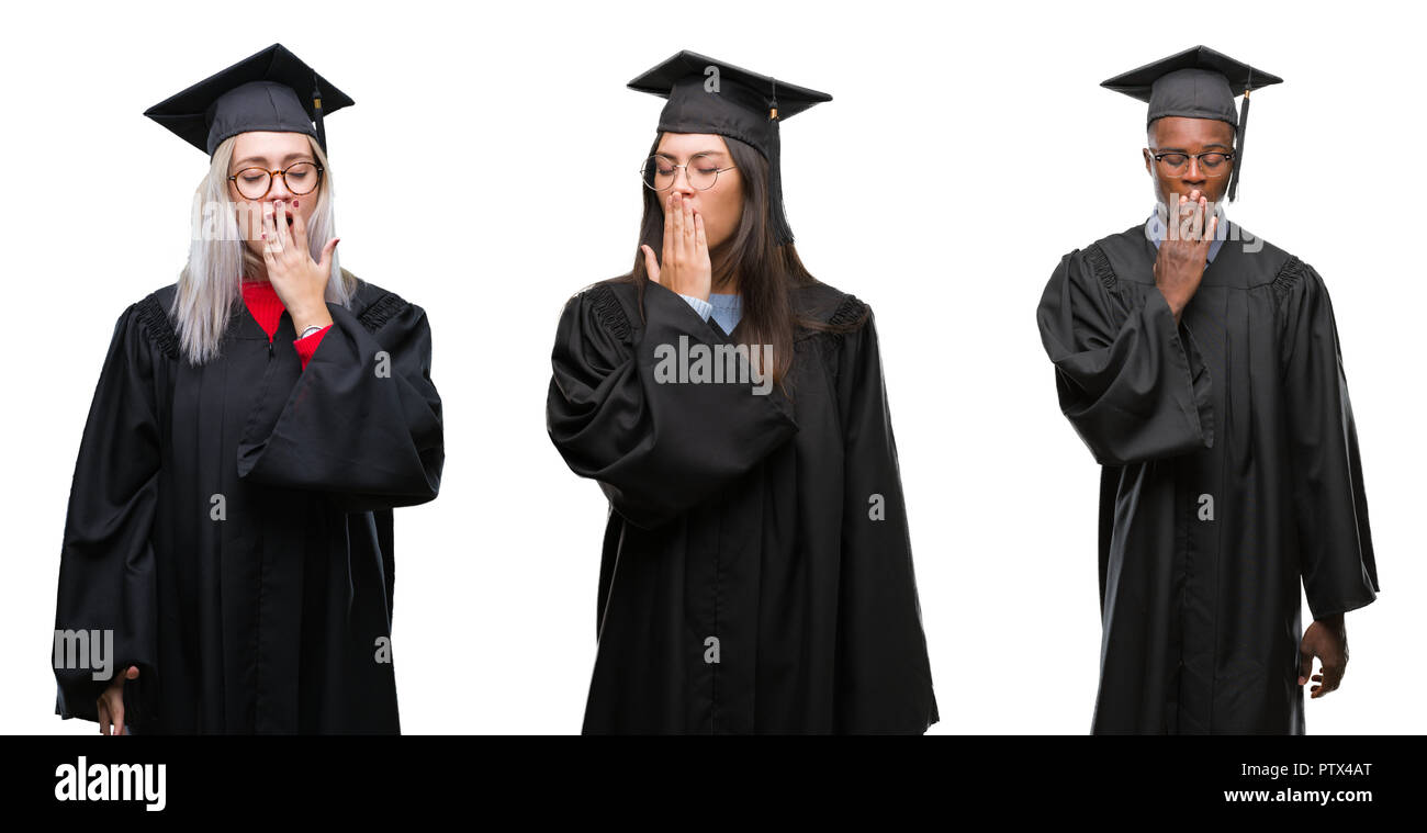 Collage of group of young student people wearing univerty graduated ...
