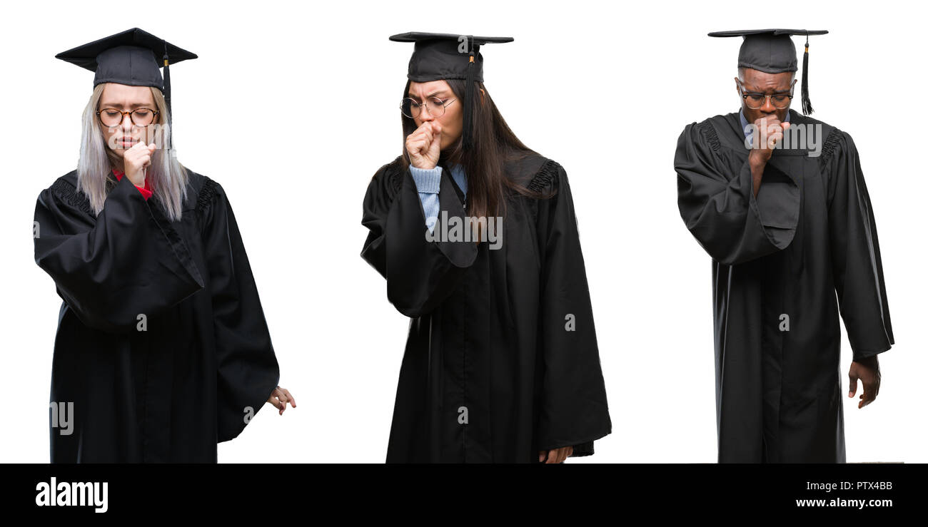 Collage of group of young student people wearing univerty graduated ...