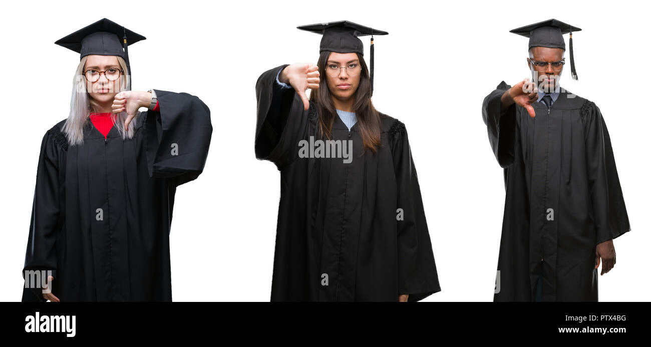 Collage of group of young student people wearing univerty graduated ...