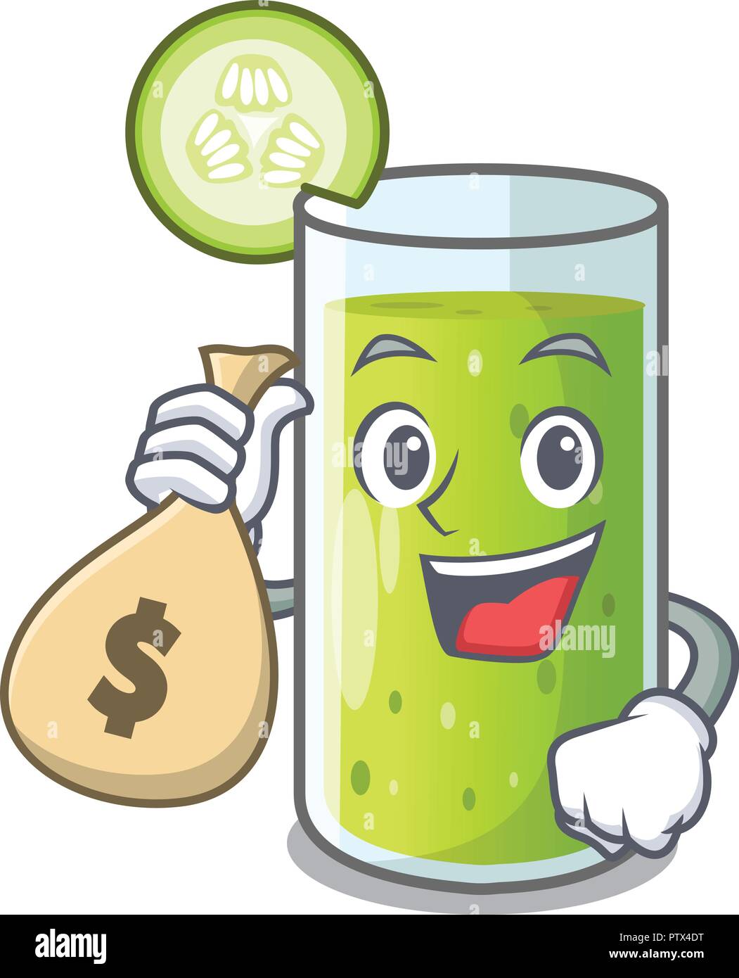 With money bag character fresh juice of green cucumber Stock Vector ...